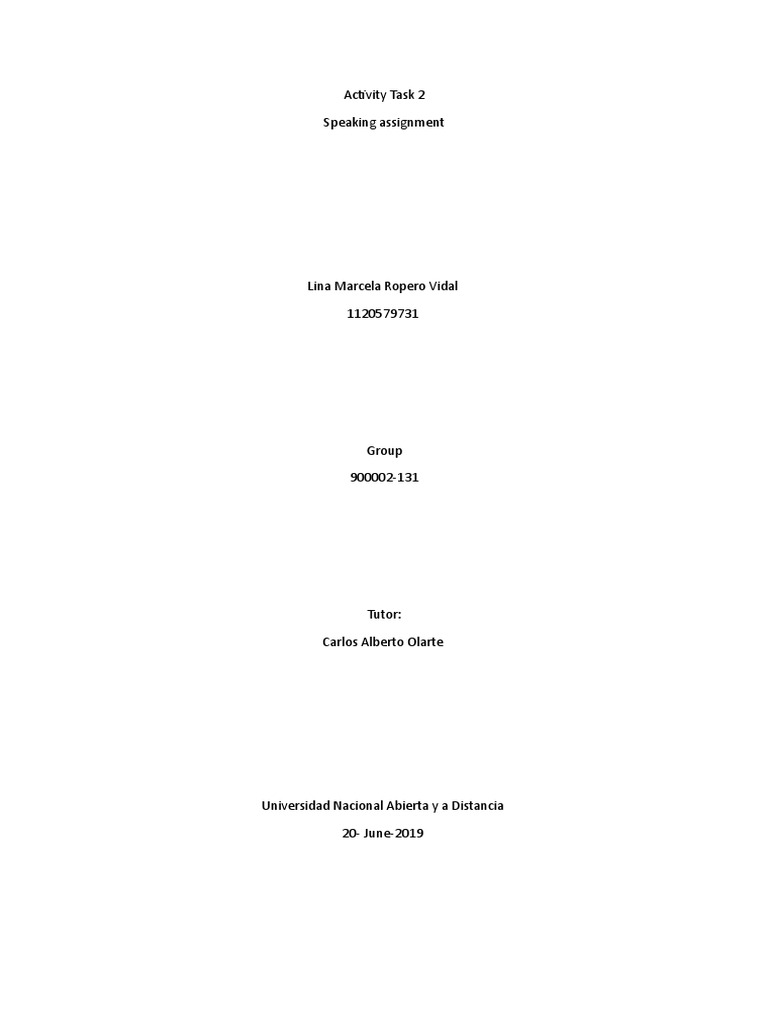 Student Speaking Assignment Guide | PDF