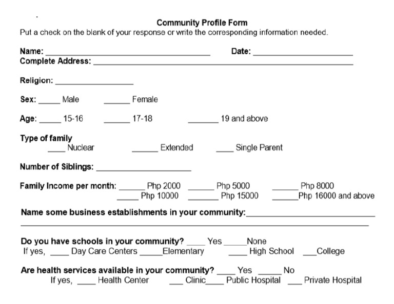 Community Profile Form | PDF