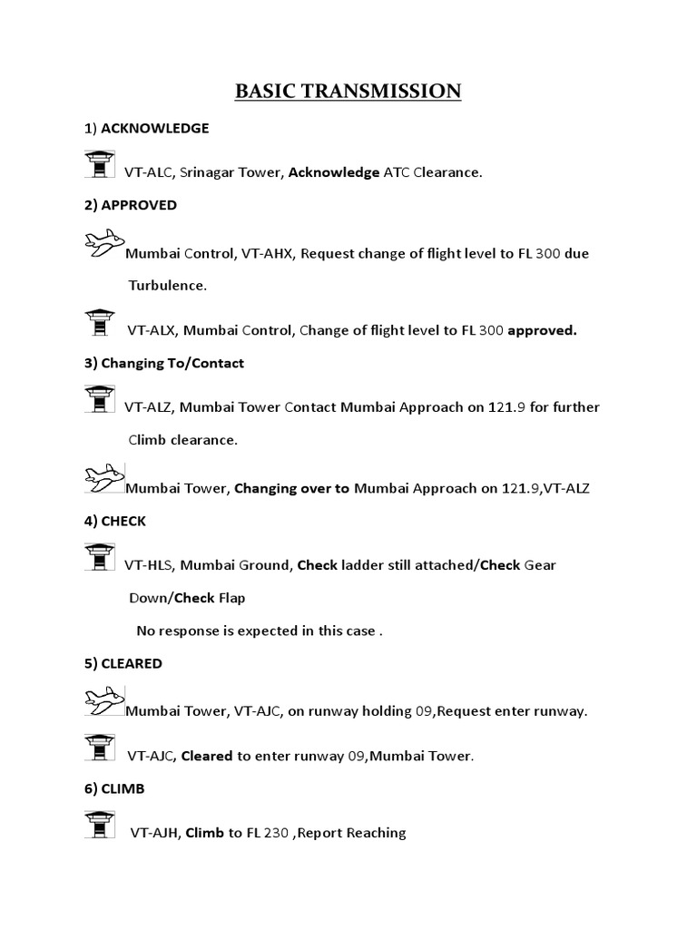 Basic Transmission | PDF | Air Traffic Control | Transport Safety