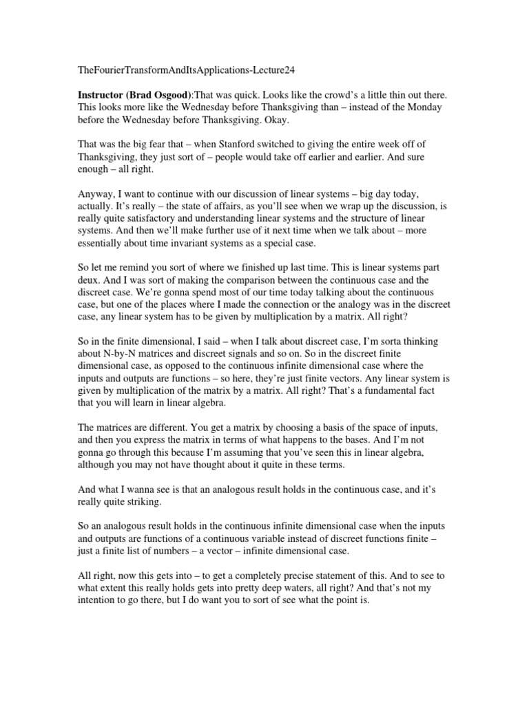 Instructor (Brad Osgood) :that Was Quick. Looks Like The Crowd's A ...