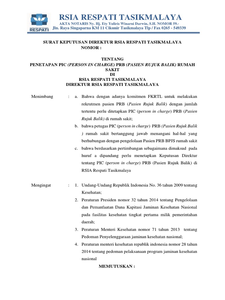 SK Pic PRB Contoh | PDF