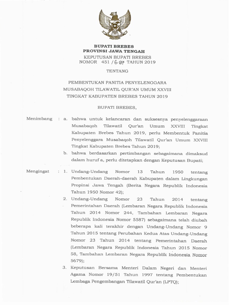 SK Panitia MTQ Umum XXVIII PDF | PDF