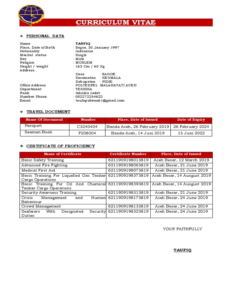 Curriculum Vitae: Personal Data | PDF