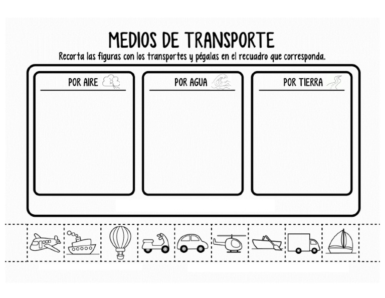 Guía de Trabajo - Clasificación de Medios de Transporte. | PDF