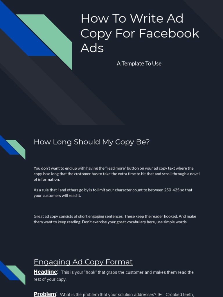How To Write Ad Copy For Facebook Ads | PDF