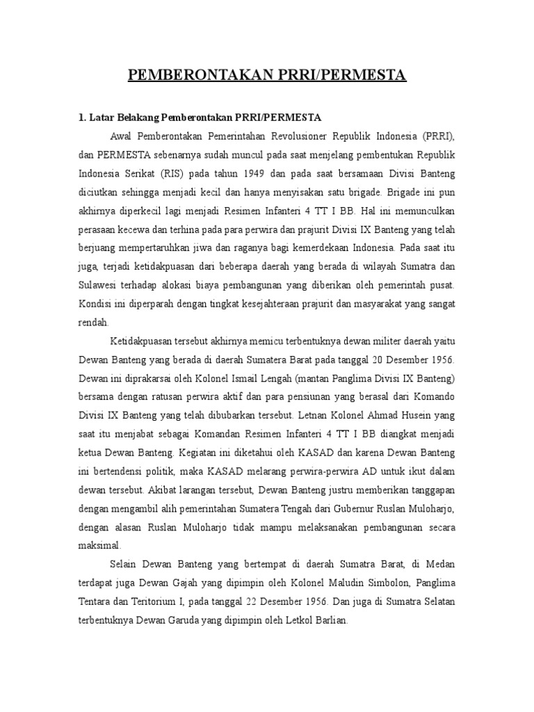 Pemberontakan Prri | PDF