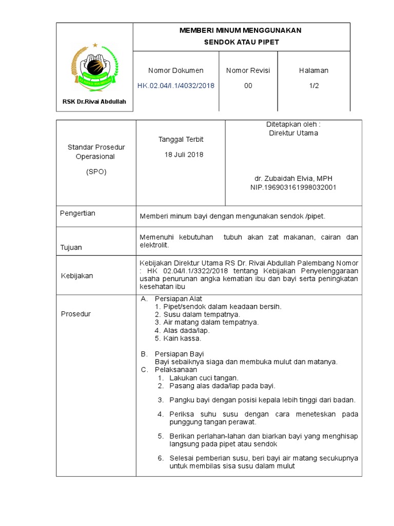 Prosedur Pemberian Minum Bayi dengan Pipet | PDF | Pengembangan Diri ...