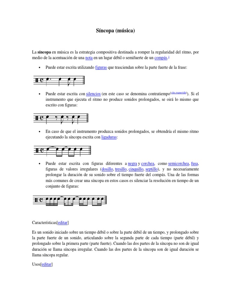 Definición y características de la síncopa | PDF | Composiciones ...