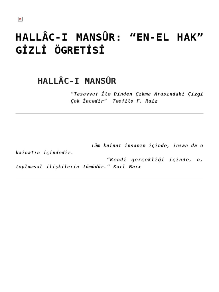 Hallac I Mansur en El Hak Gizli Ogretisi PDF | PDF
