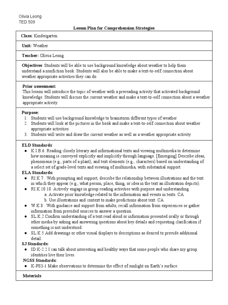 509 Comprehension Strategies Lesson Plan | PDF | Reading Comprehension ...