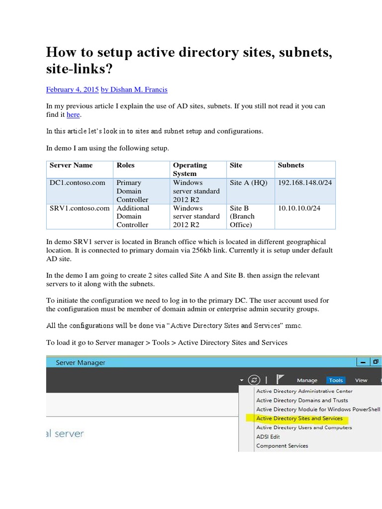How To Setup Active Directory Sites | PDF | Active Directory | Network ...