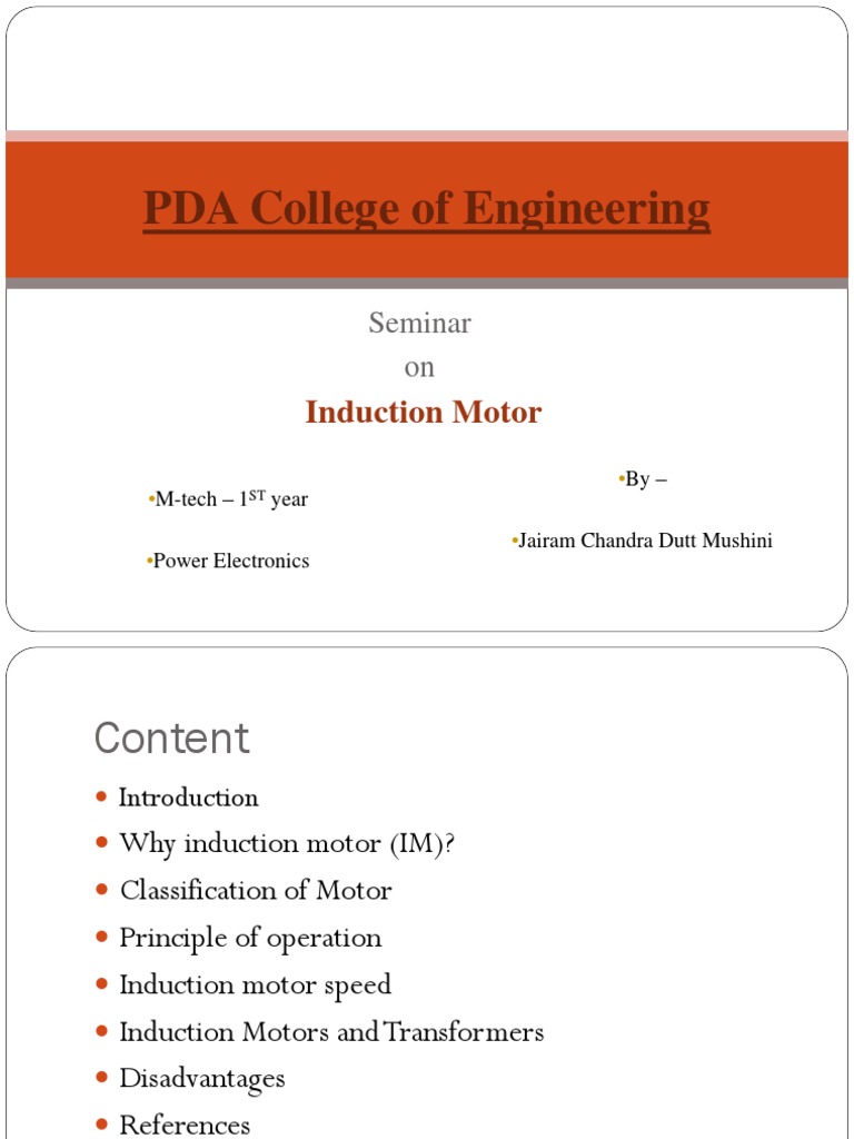 PDA College of Engineering: Induction Motor | PDF | Electric Motor ...