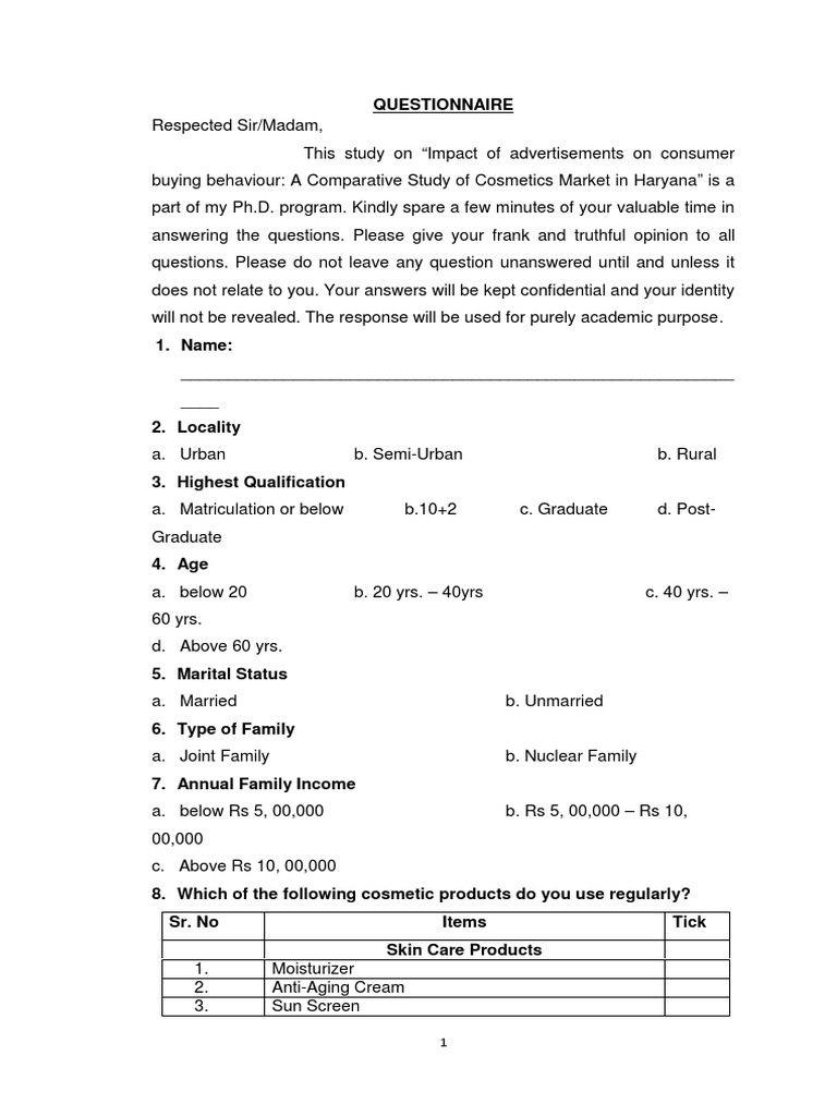 Impact of Advertisements on Consumer Buying Behaviour: A Questionnaire ...
