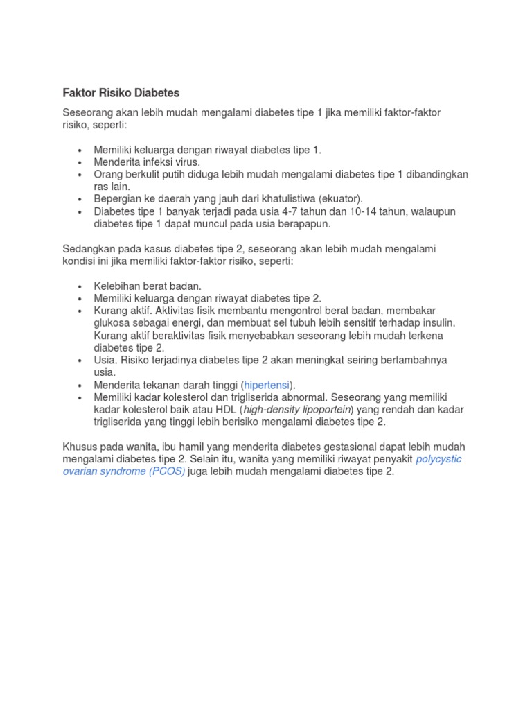 Faktor Risiko Diabetes | PDF