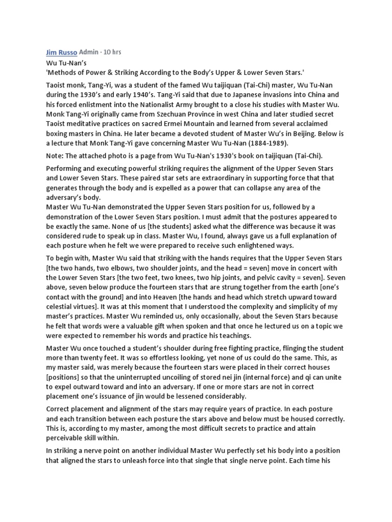 'Methods of Power & Striking According To The Body's Upper & Lower ...