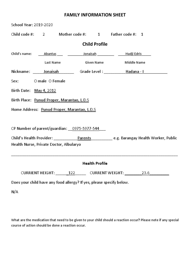 Family Information Sheet 10 | PDF | Medical Specialties | Medicine