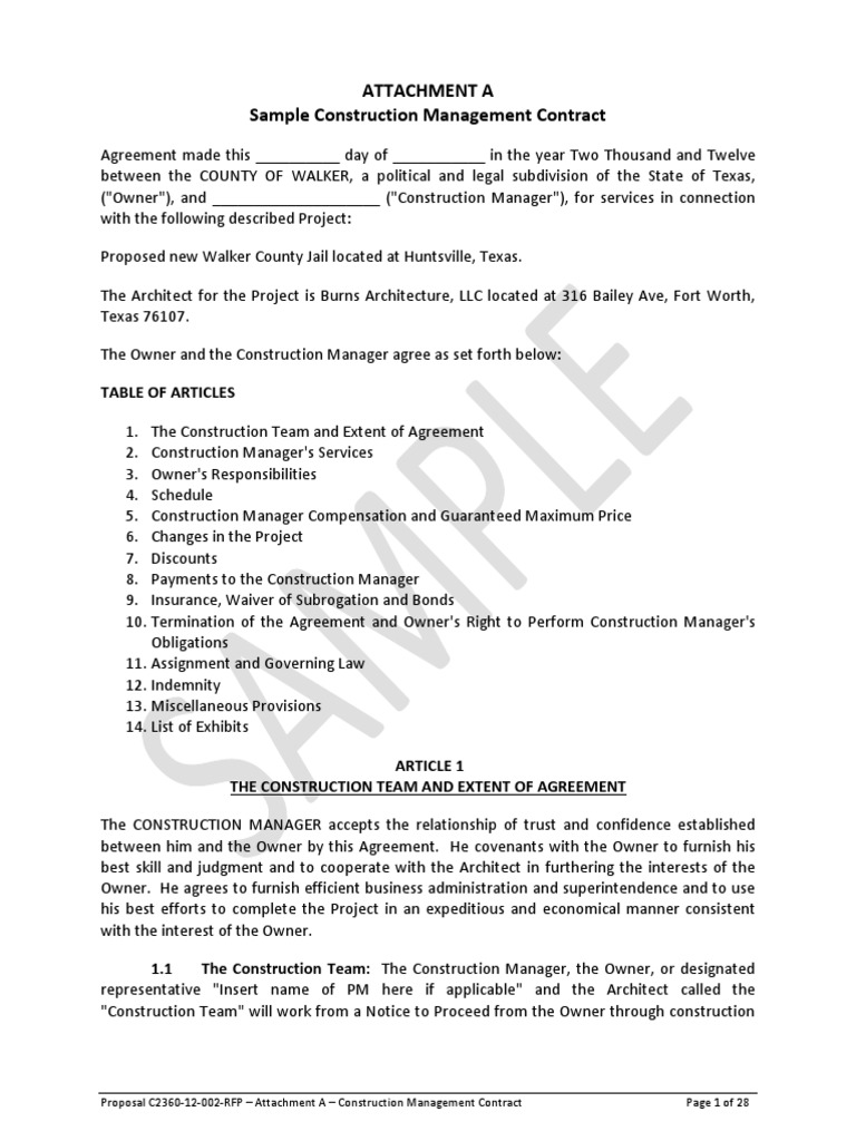 CM at Risk RFP Contract Walker County 1475721358494 | PDF ...