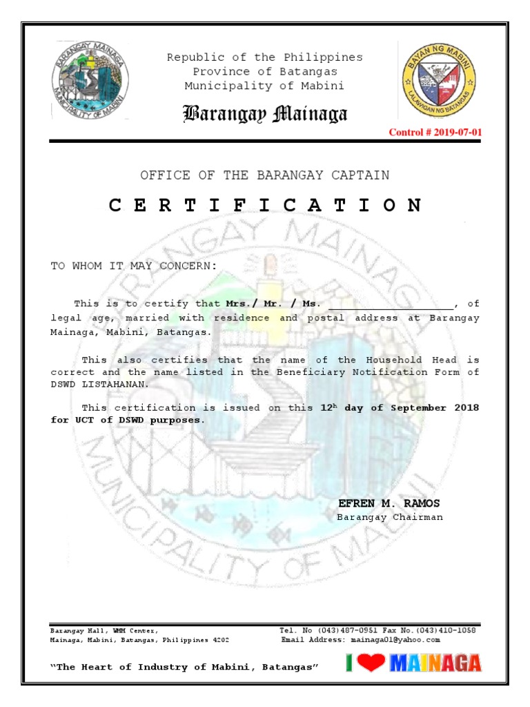 Cert, of Uct Correct Name Form