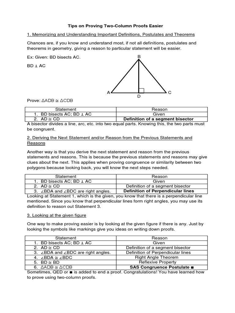 Two Column Proof | PDF | Perpendicular | Mathematical Proof