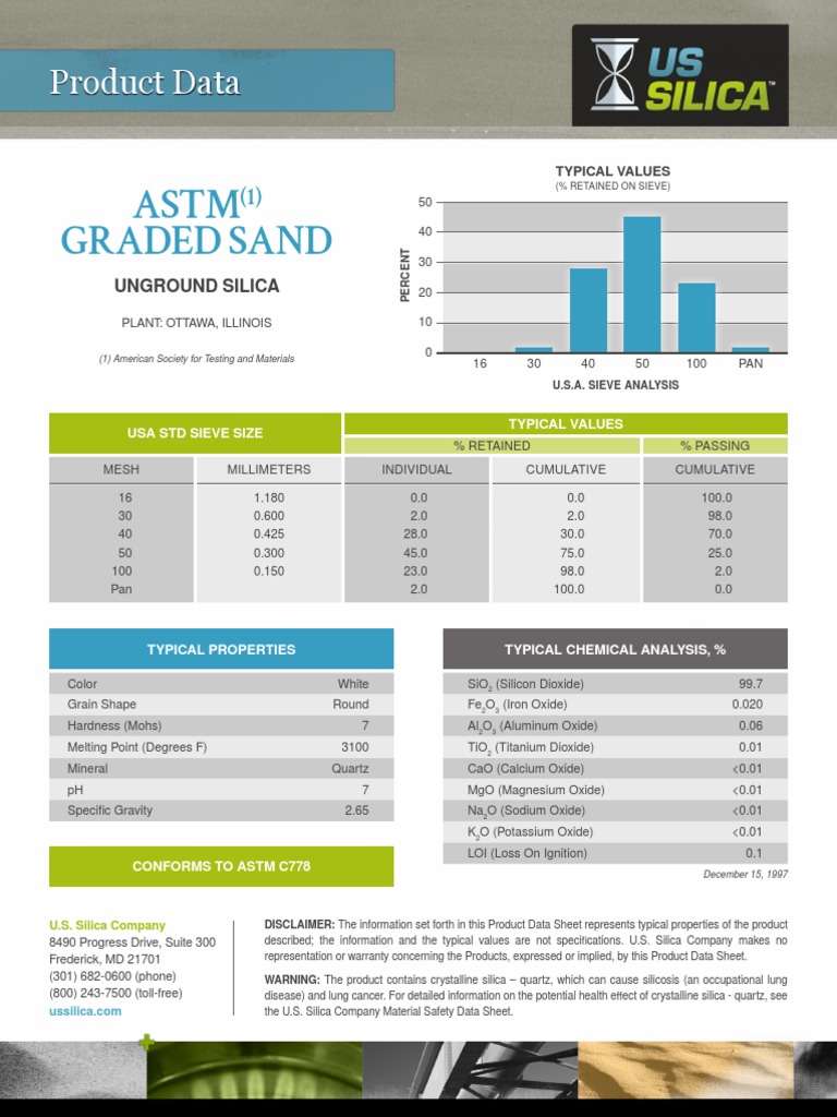 ASTM-Graded-Sand Datasheet PDF | PDF | Silicon Dioxide | Chemical ...