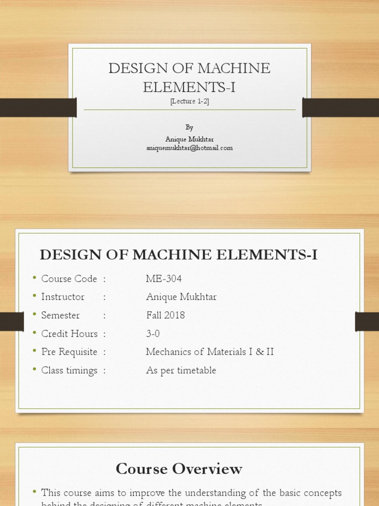 Design of Machine Elements-I: (Lecture 1-2) | PDF | Deformation ...