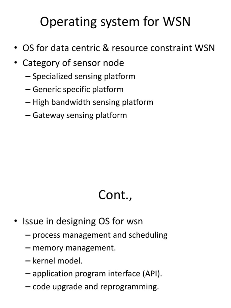 Operating System For WSN: - OS For Data Centric & Resource Constraint WSN - Category of Sensor ...