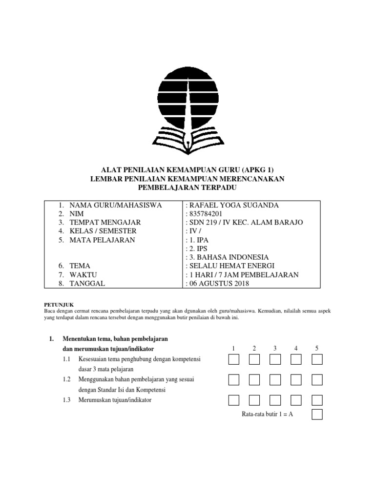 APKG 1 Dan 2 Pembelajaran Terpadu UT | PDF | Karier & Perkembangan