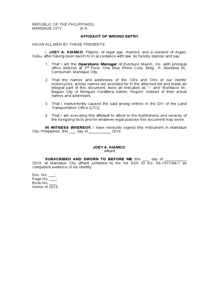 Affidavit of Wrong Entry Eversure | PDF | Politics | Social Science