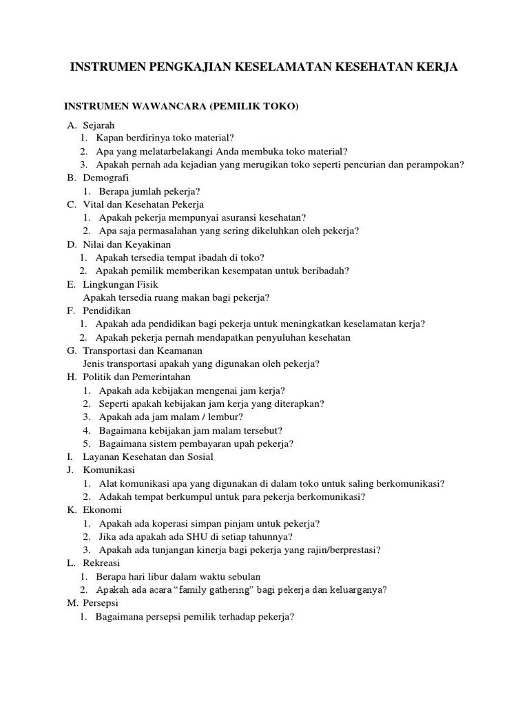 Instrumen Pengkajian K3 | PDF