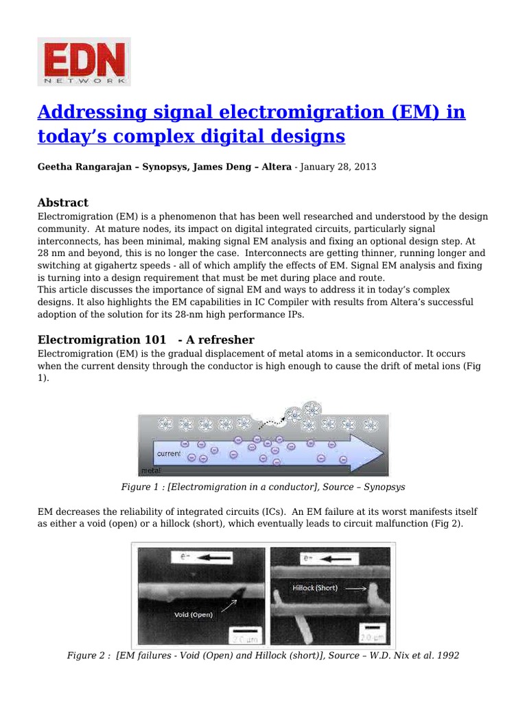 Addressing Signal Electromigration (EM) in Today's Complex Digital ...