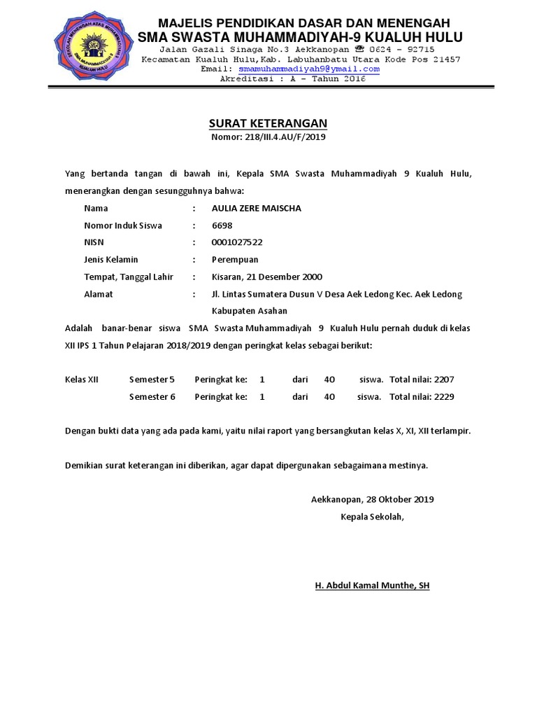 Surat Keterangan Peringkat | PDF