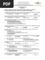 Grade 8 Science 1st Quarter Exam | PDF | Force | Mass