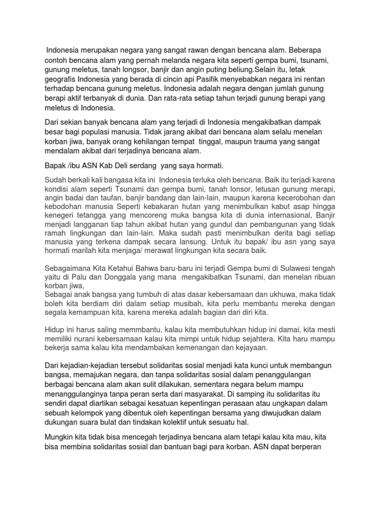 Contoh Pidato Bencana Alam | PDF