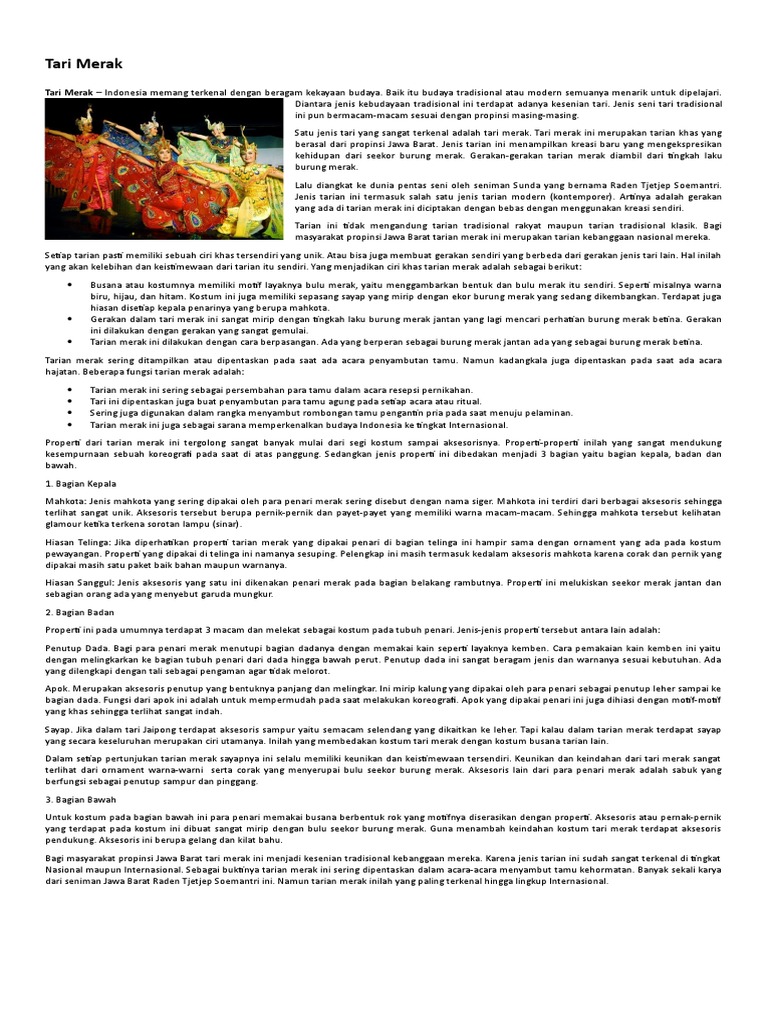 Properti dan Ciri Tari Merak | PDF