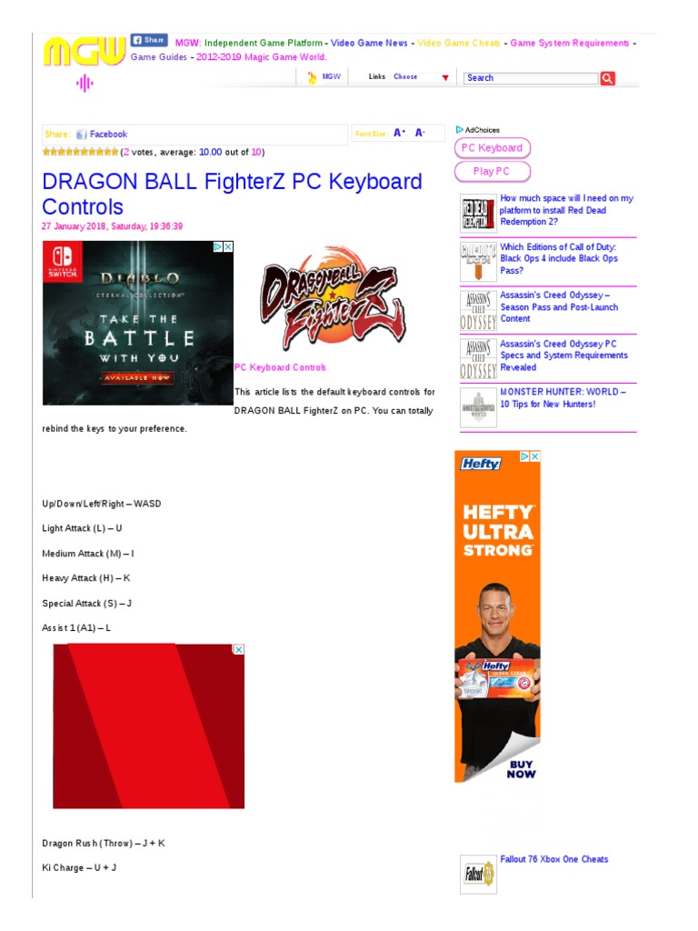 Dragon Ball Fighterz PC Keyboard Controls | PDF | Video Games ...