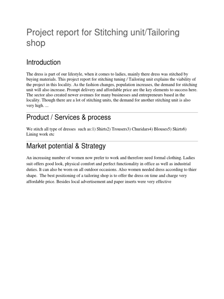Project Report For Tailoring Shop | PDF