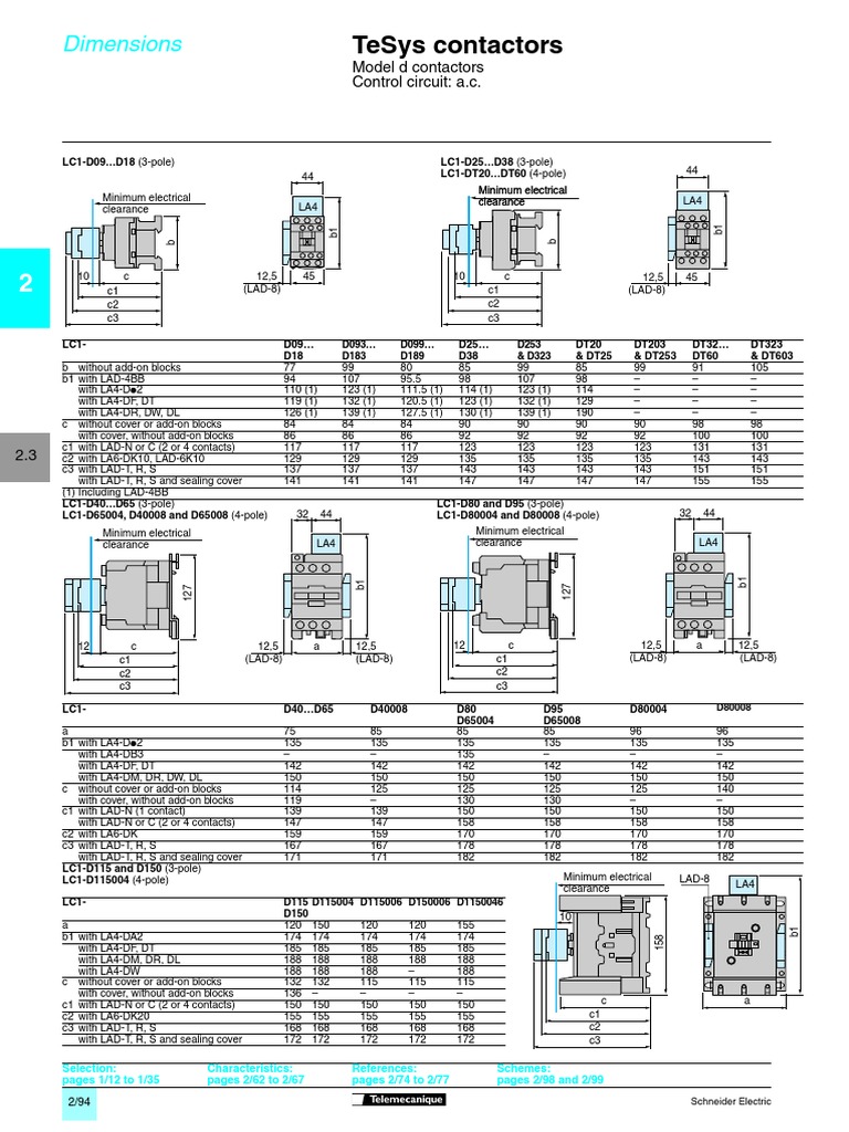Tesys Contactors: Dimensions | PDF | Electrical Engineering | Electricity