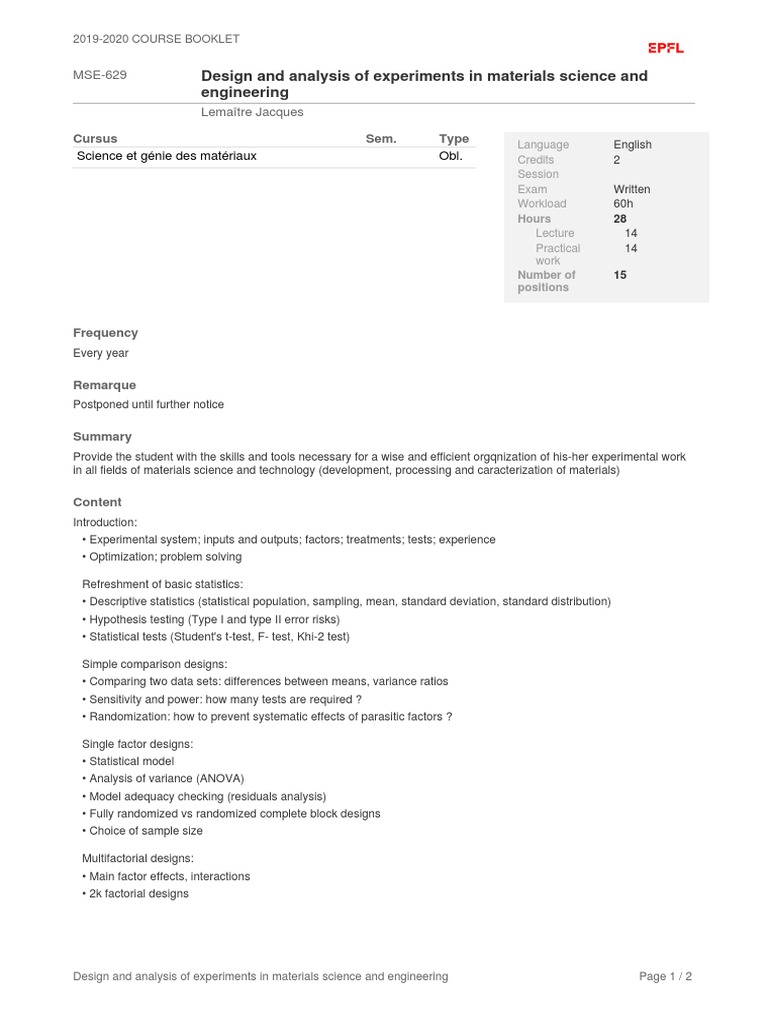 Design of Experiment | PDF | Analysis Of Variance | Design Of Experiments