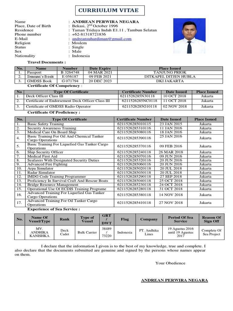 CV Andrean Perwira Negara Off | PDF | Jakarta | Shipping
