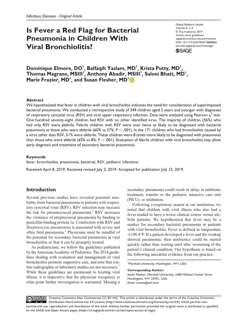Is Fever A Red Flag For Bacterial Pneumonia in Children With Viral ...