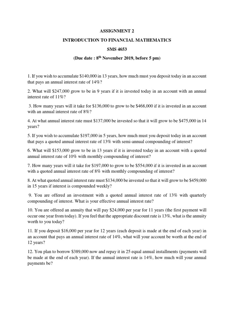 Assignment 2 | PDF | Present Value | Interest