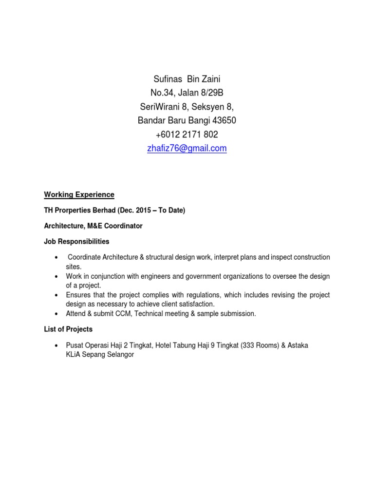 Sufinas Zaini CV 2018 PDF | PDF | Computer Aided Design | Engineering