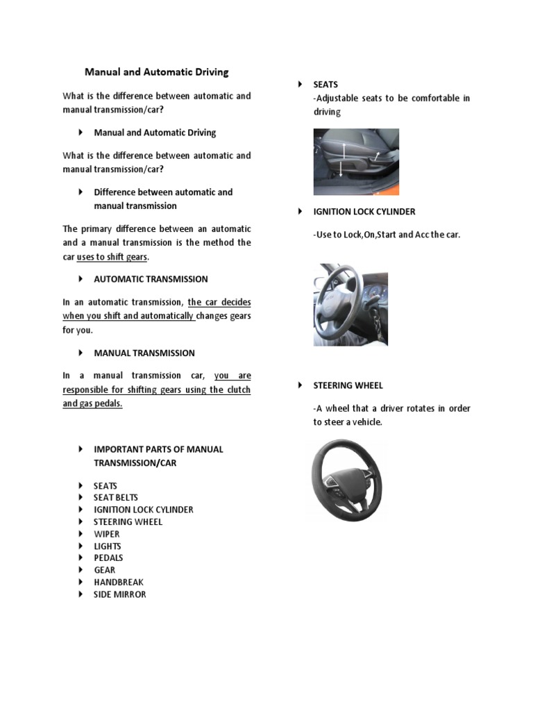 Manual and Automatic Driving | PDF | Automatic Transmission | Manual ...