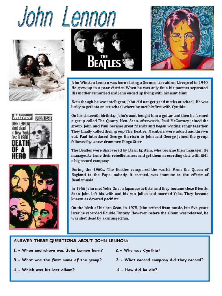 John Lennon's Life & Legacy Quiz | PDF