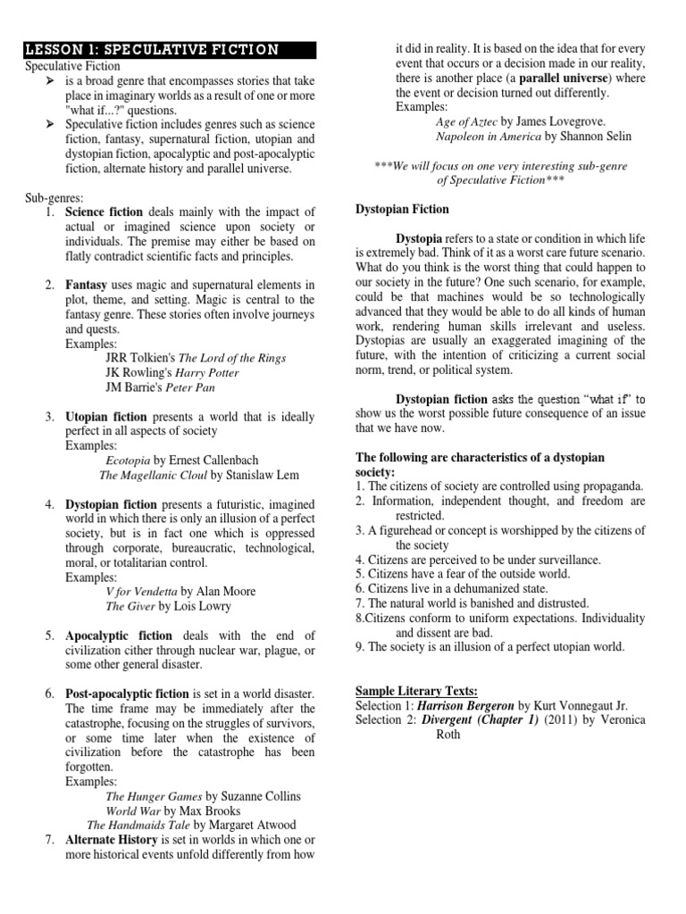 Lesson 2 | PDF | Dystopia | Utopian And Dystopian Fiction