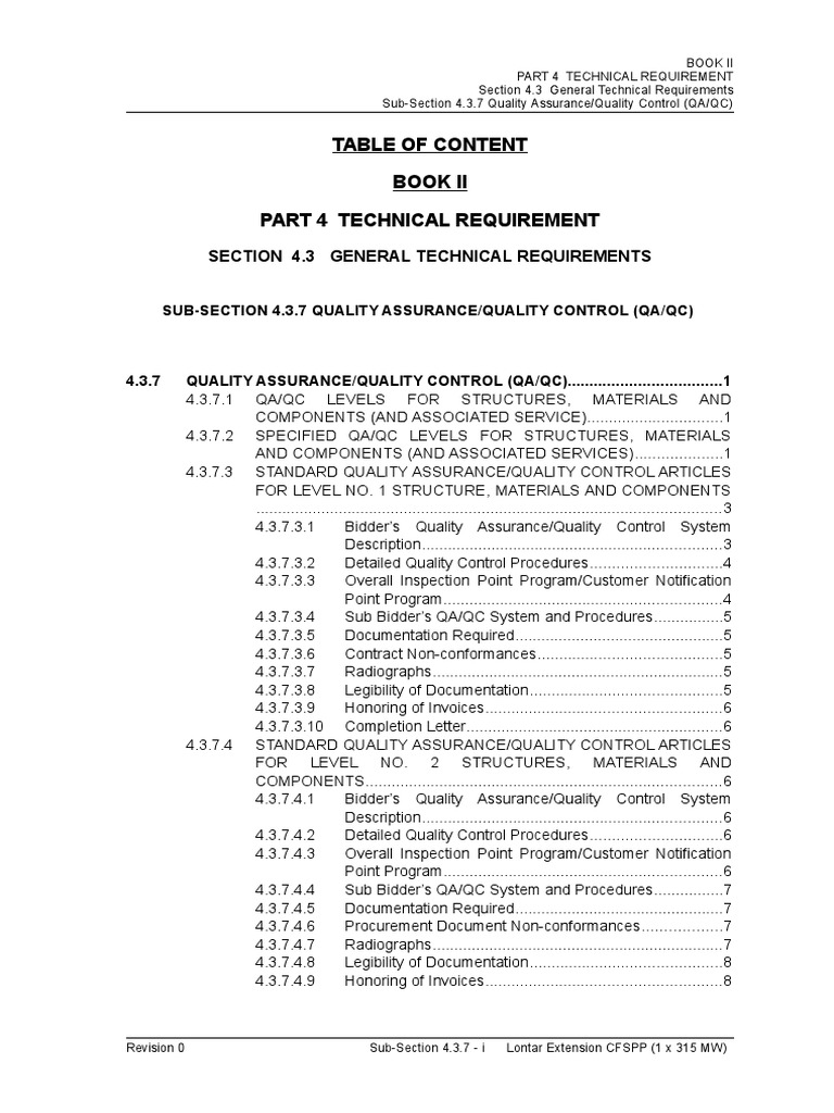 Sub Section 4.3.7 QA QC B | PDF | Quality Assurance | Specification ... Sub Section 4.3.7 QA QC B | PDF | Quality Assurance | Specification ...