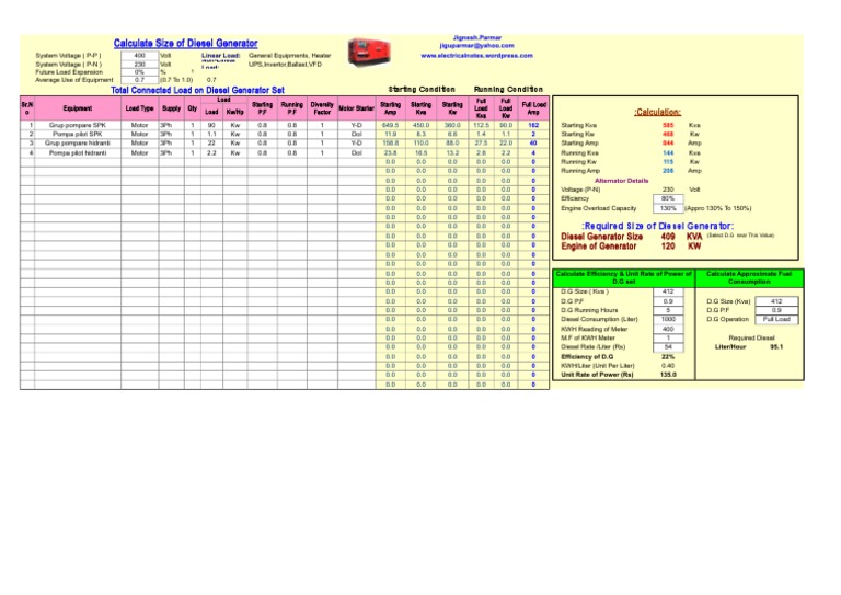 Diesel Generator Sizing Guide | PDF | Power (Physics) | Electrical ...