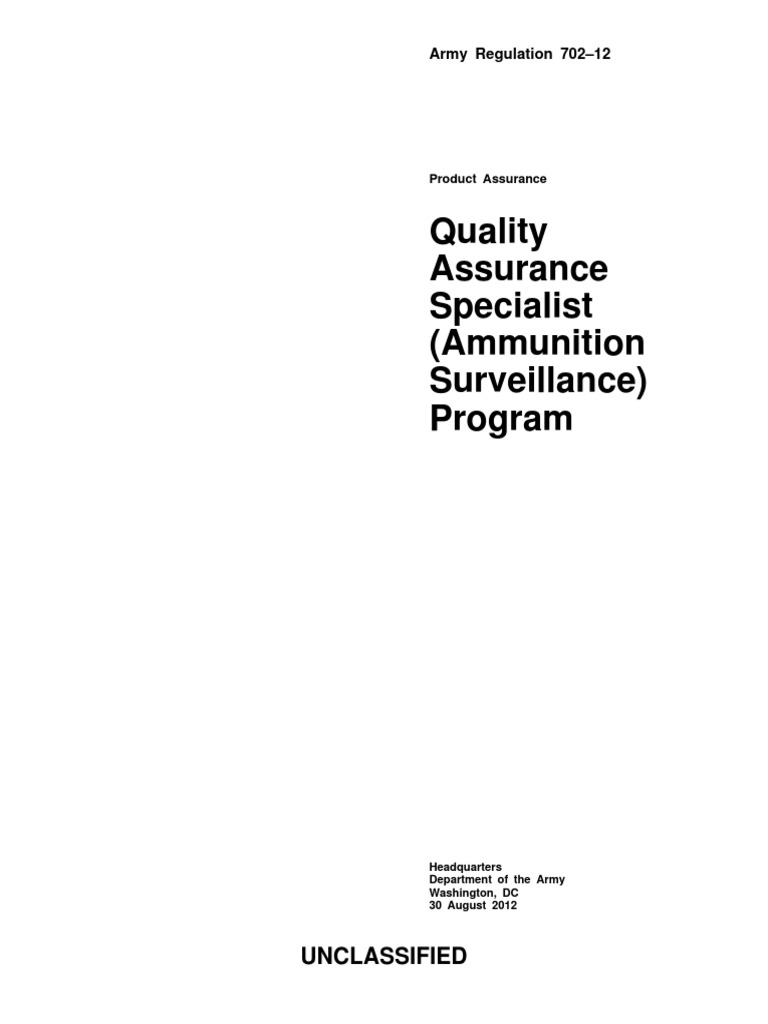 Quality Assurance Specialist (Ammunition Surveillance) Program ...
