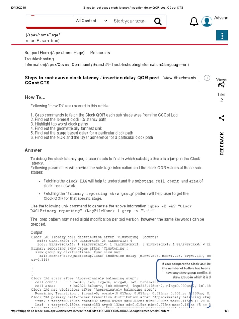 Steps To Root Cause Clock Latency - Insertion Delay QOR Post CCopt CTS | PDF | Latency ...