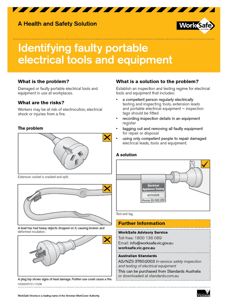 ISBN Identifying Faulty Portable Electrical Tools and Equipment 2008 10 ...